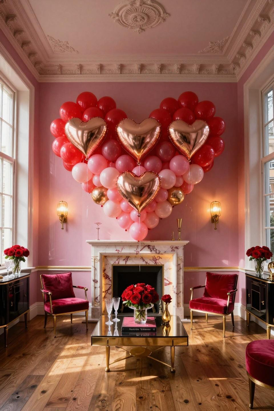 10+ Valentine's Day Balloon Heart Wall Designs for Romance