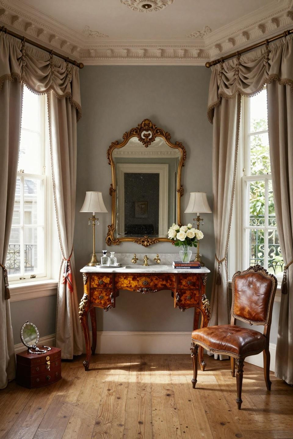 11+ Vintage Vanity Moments in Walnut and Brass Light