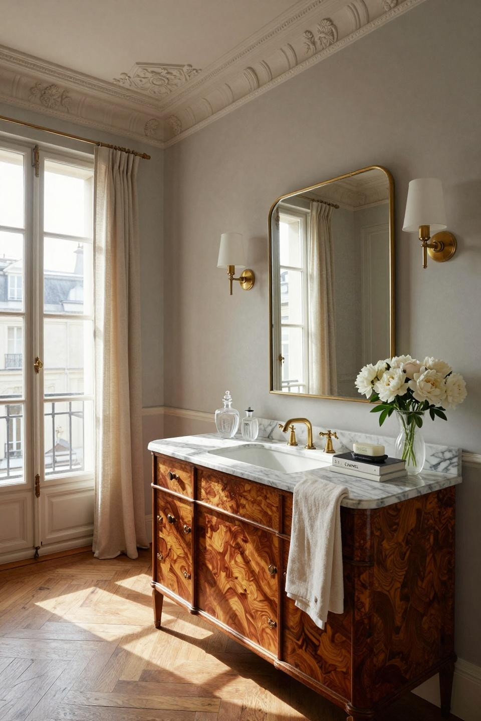 11+ Vintage Vanity Moments in Walnut and Brass Light