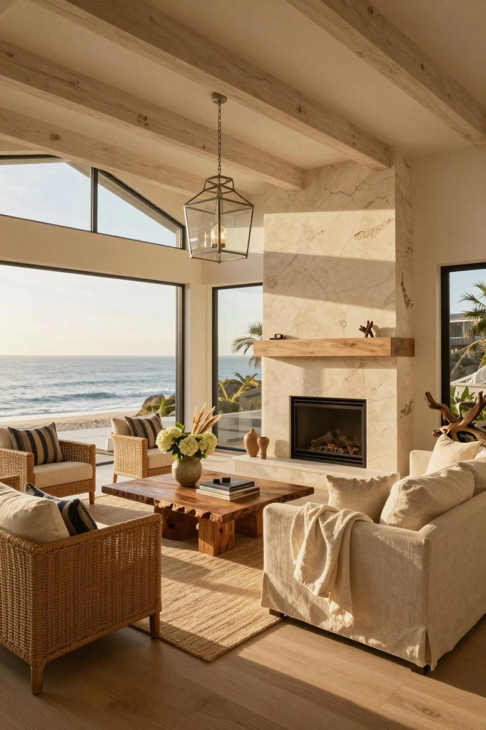 21+ Beachy Living Room Designs in Linen, Limestone and Light