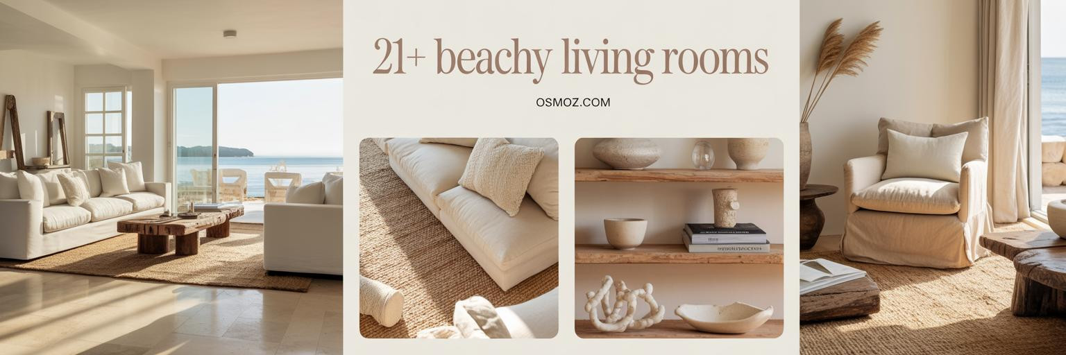 21+ Beachy Living Room Designs in Linen, Limestone and Light
