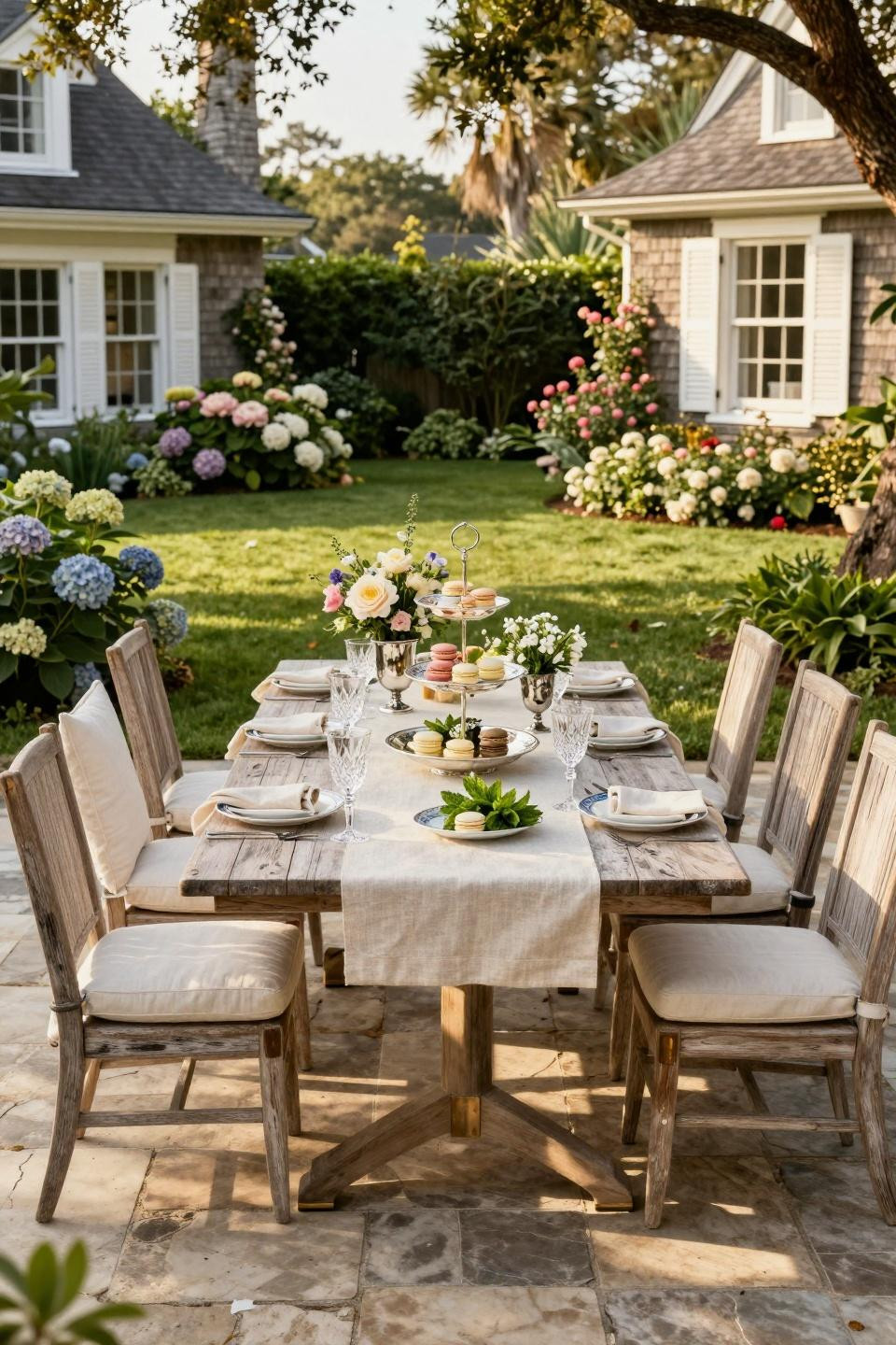 21+ Garden Tea Party Ideas with Limestone and Linen Elegance